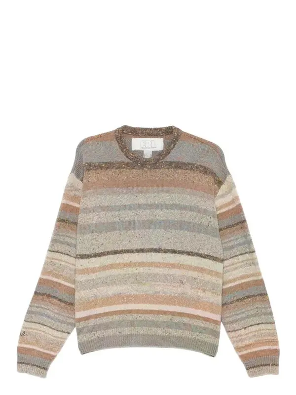 ERL Striped Crew-neck Sweater - Brown