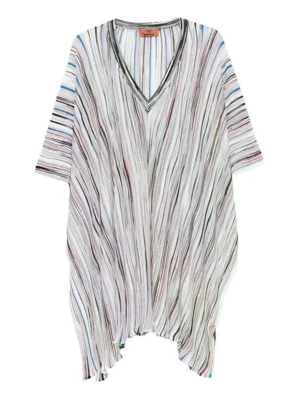 Missoni Striped V-neck Poncho - White