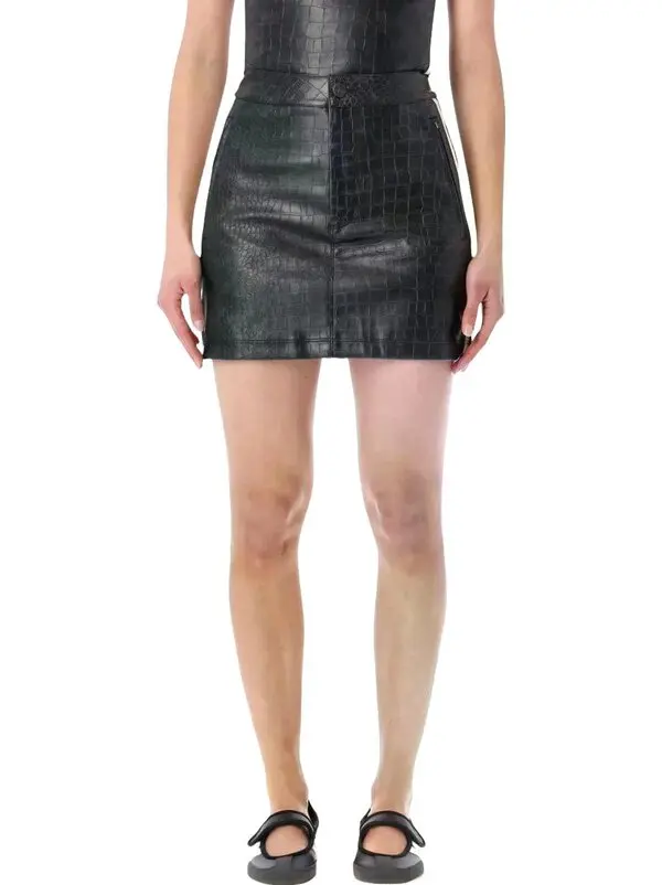 Adidas Crocodile-effect Stripe Mini Skirt - Black