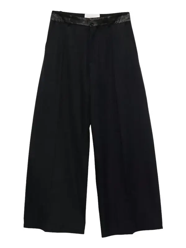 NACKIYE Velvet Trim Palazzo Pants - Black
