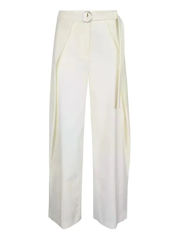 Erika Cavallini Wool Wide Leg Trousers - White