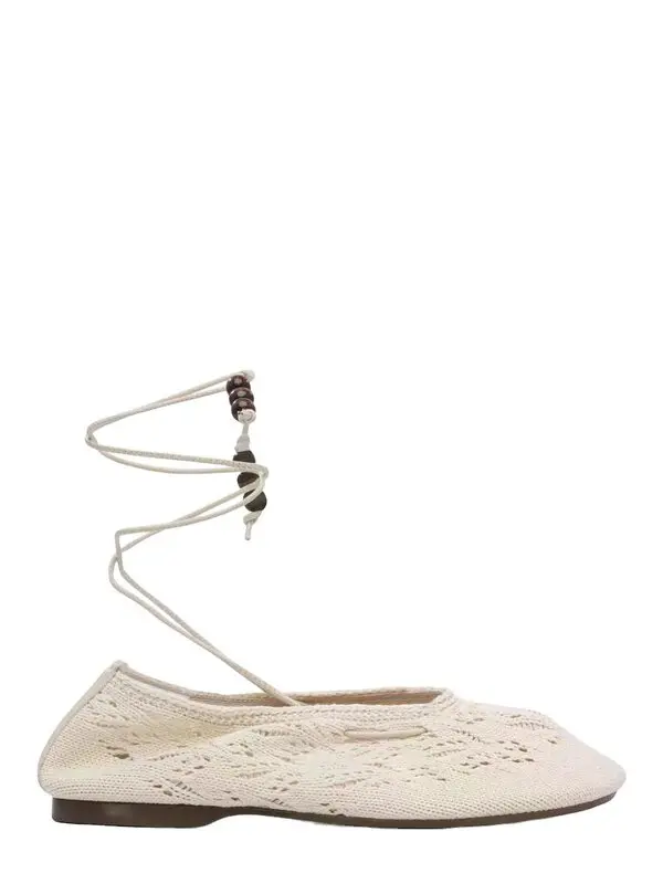 ALOHAS Beaded Lace-up Ballerinas - Neutrals