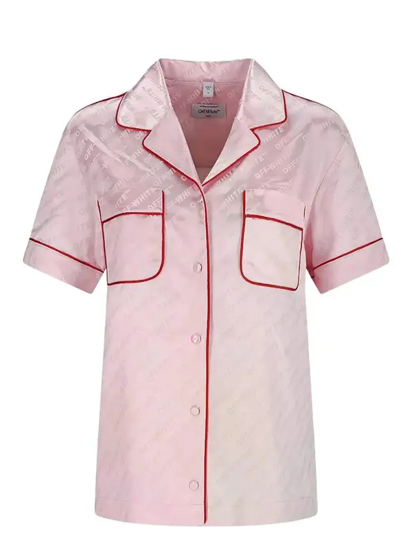 Off-White Jacquard Satin Shirt - Pink
