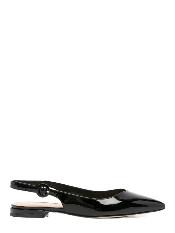 JULIE DEE Buckle Strap Slingback Ballet Flats - Black