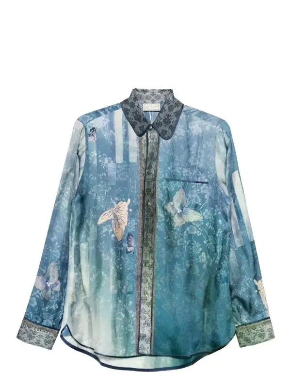 PIERRE-LOUIS MASCIA Aloe Printed Shirt - Blue