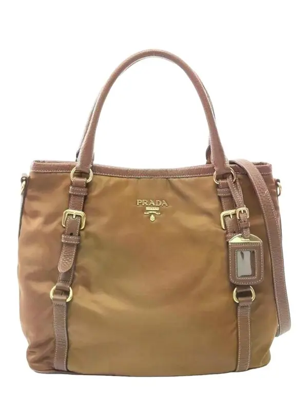 Prada 2000s Leather-trim Tote Bag - Neutrals
