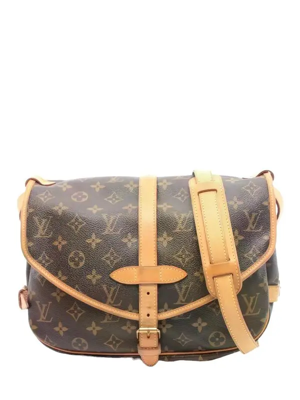 LOUIS VUITTON 2005 30 Saumur Monogram Satchel Bag - Brown