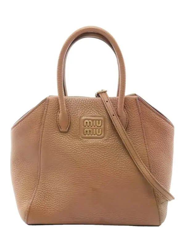 Miu Miu Leather Two-way Tote Bag - Brown