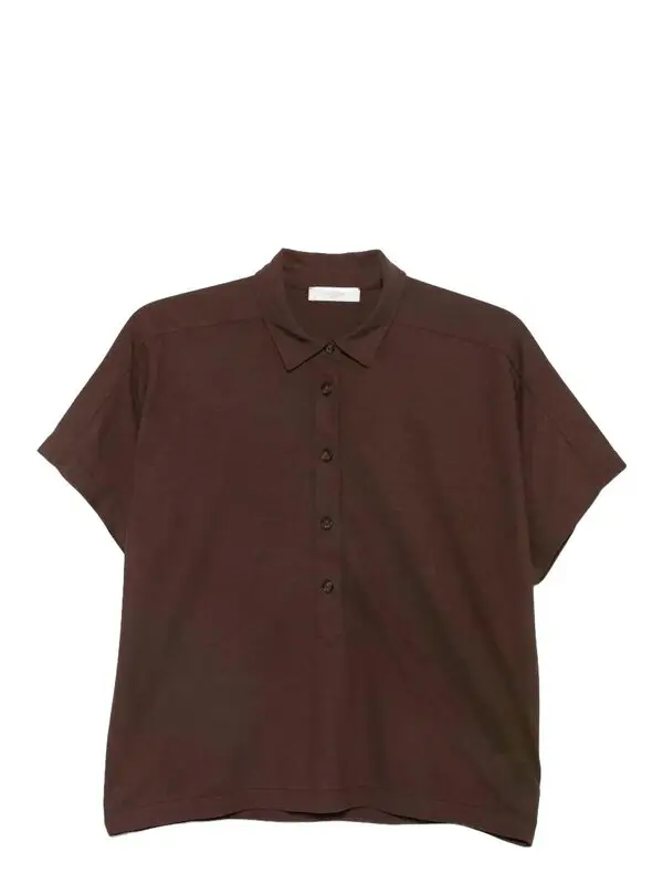 ZANONE Button Polo Top - Brown
