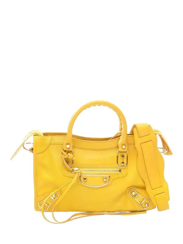 Balenciaga 1910s Metallic Edge Leather Tote Bag - Yellow