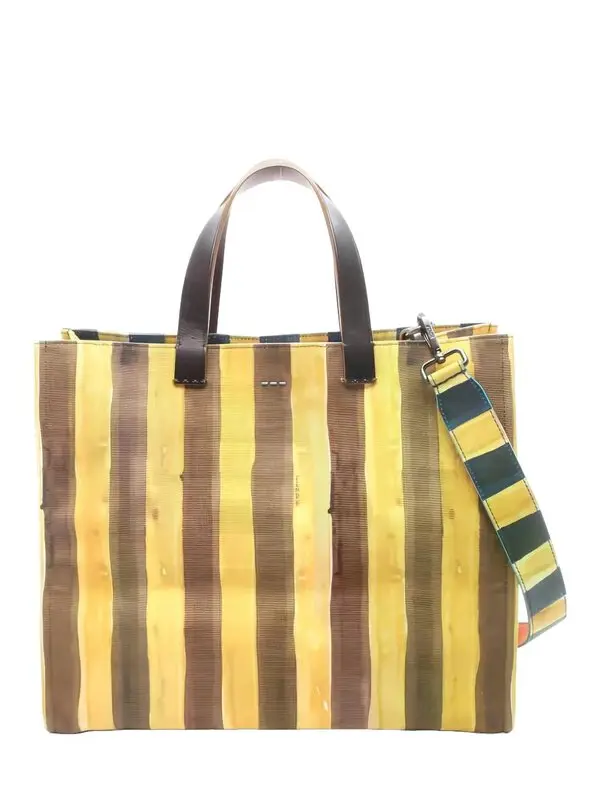 Fendi 2000s Pequin Stripe Tote Bag - Yellow