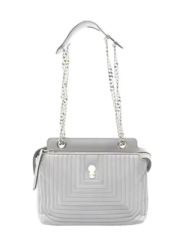 Fendi 2000s Dotcom Click Leather Shoulder Bag - Grey