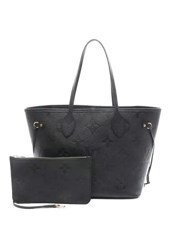 LOUIS VUITTON 2021 Neverfull Mm Leather Tote Bag - Black