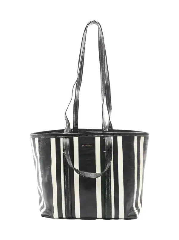 Balenciaga 2010s Barbes Striped Tote Bag - Black