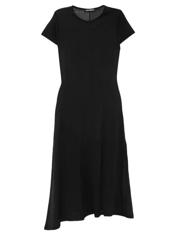 Our Legacy Ragged Short-sleeves Midi Dress - Black