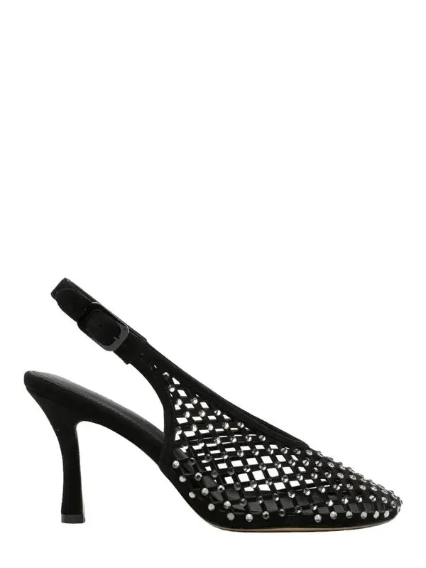 Lola Cruz Bruna Studded Net Pumps - Black