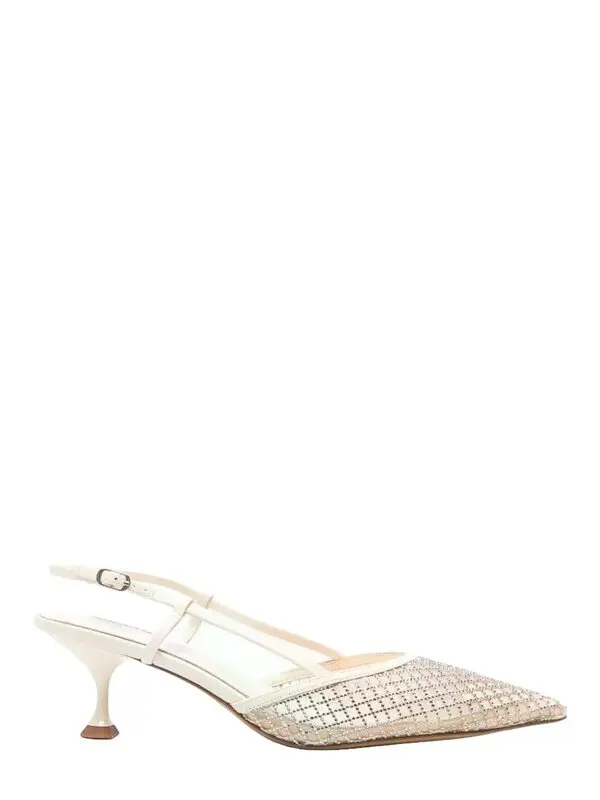 Lola Cruz Ruby Embellished Slingback Pumps - White