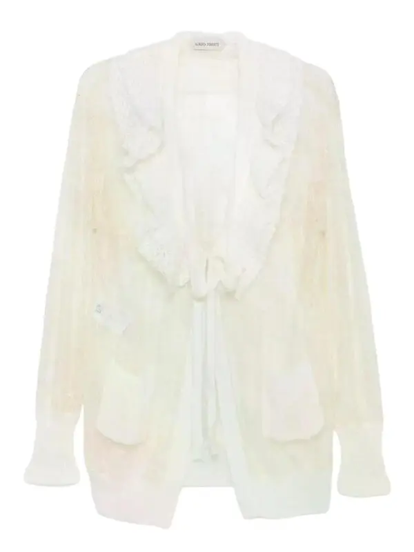Alberta Ferretti Lace Overlay Cardigan - Neutrals