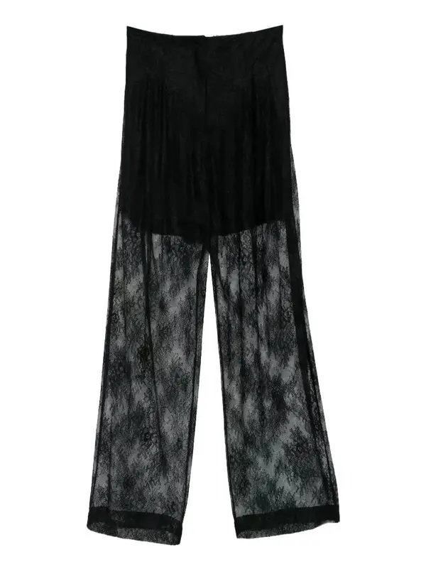 Alberta Ferretti Lace Wide Leg Trousers - Black