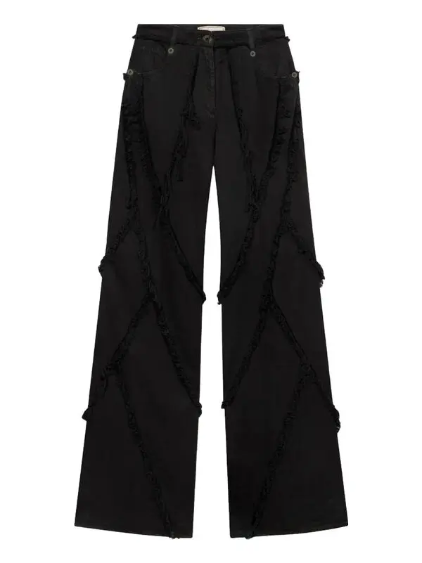 Blumarine Frayed Wide Leg Jeans - Black