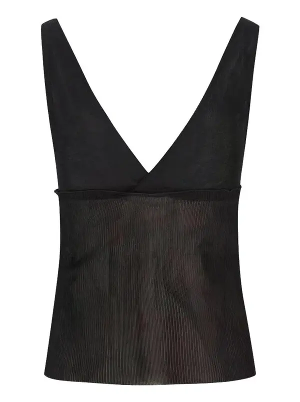Saint Laurent Ribbed Silk Tank Top - Black