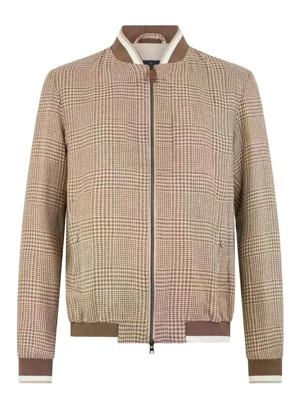 Herno Houndstooth Bomber Jacket - Brown