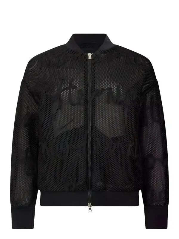 Herno Mesh Zip-up Bomber Jacket - Black