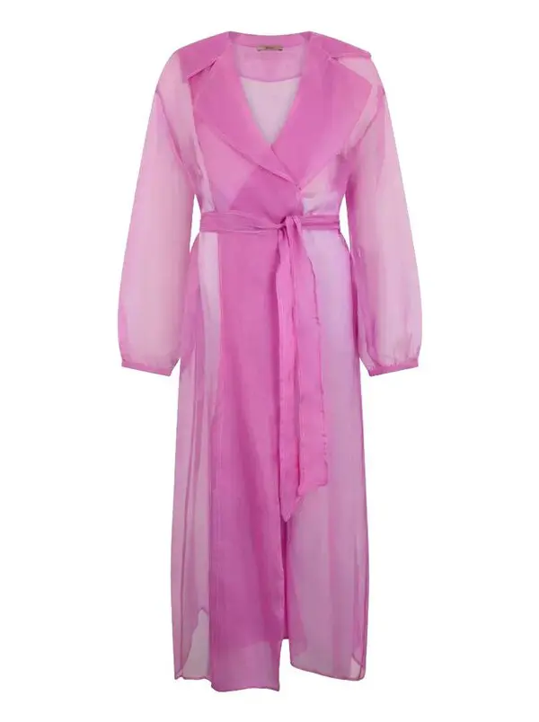 Herno Sheer Belted Double-breasted Coat - Pink
