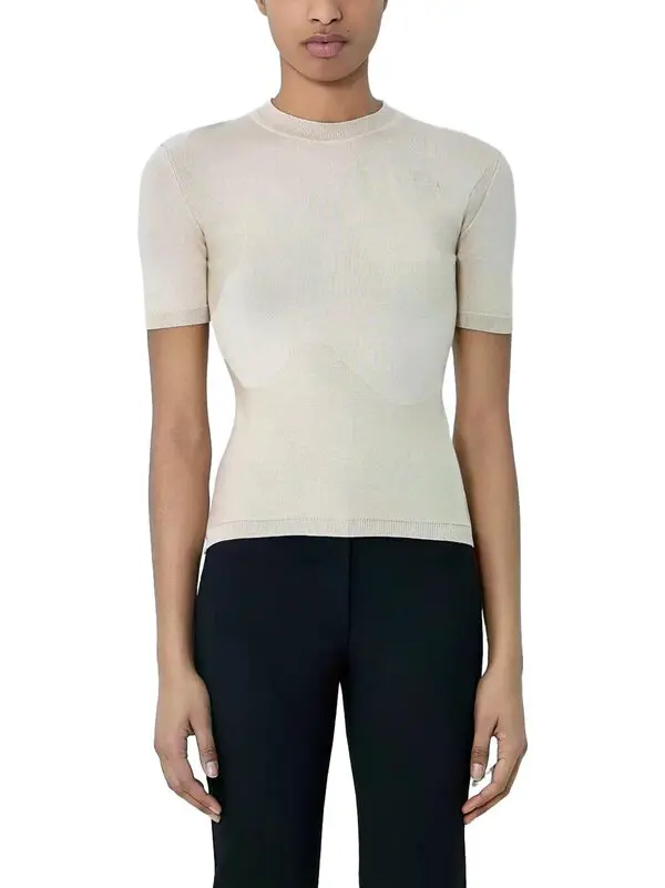 SKIN SERIES Fine-knit Short-sleeve T-shirt - Neutrals