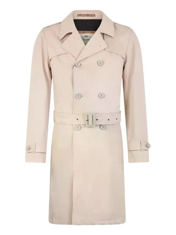 Herno Double-breasted Trench Coat With Belt - Neutrals