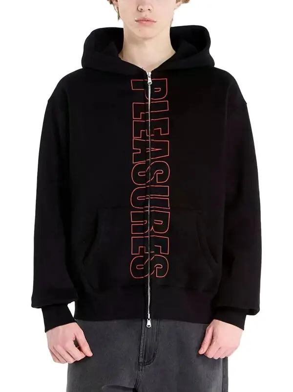 PLEASURES Zip-up Hooded Sweater - Black