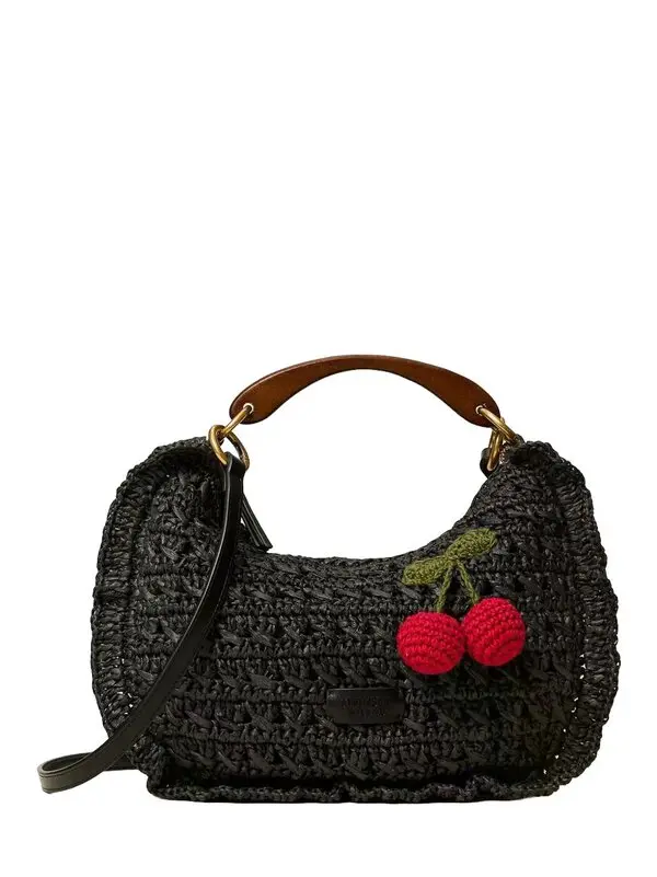 TWINSET Ruffled Cherry-detail Tote Bag - Black