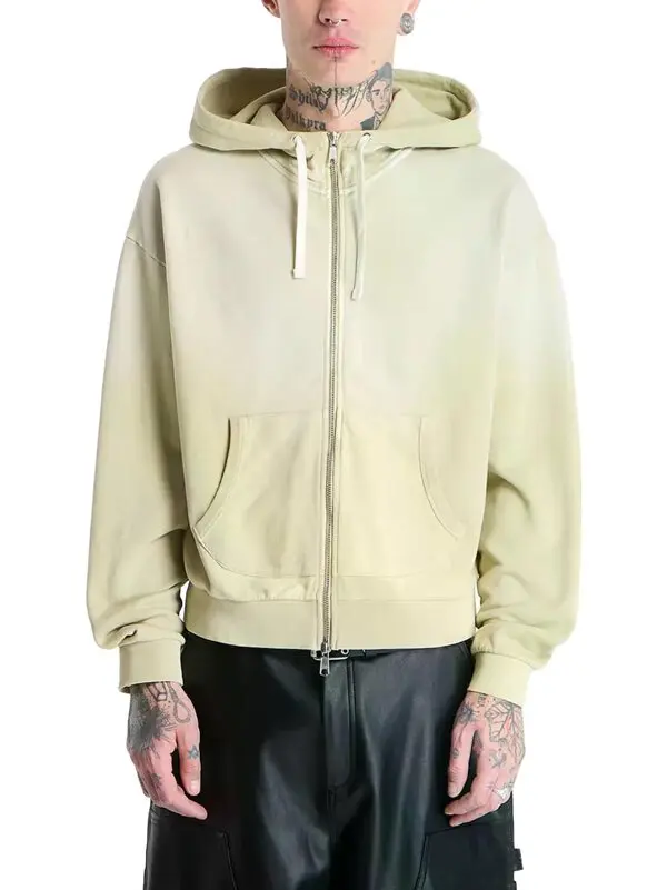 BRAIN DEAD Padded-elbow Zip-up Hoodie - Green