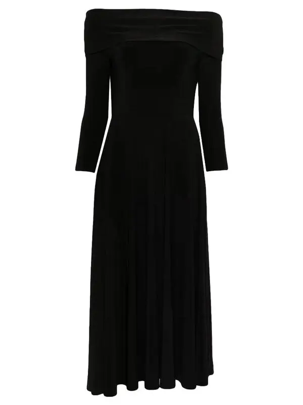 Norma Kamali Off-shoulder Long-sleeve Midi Dress - Black