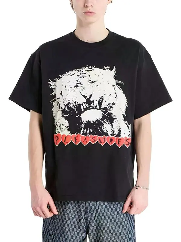 PLEASURES Grin-graphic T-shirt - Black