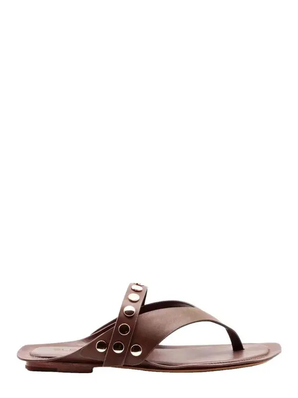Elena Iachi Studded Leather Sandals - Brown