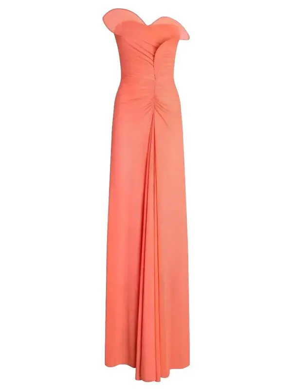 GENNY Gathered Strapless Dress - Orange