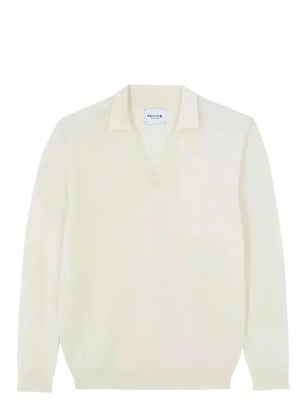 KUJTEN Reggie Polo-neck Long-sleeve Sweater - Neutrals