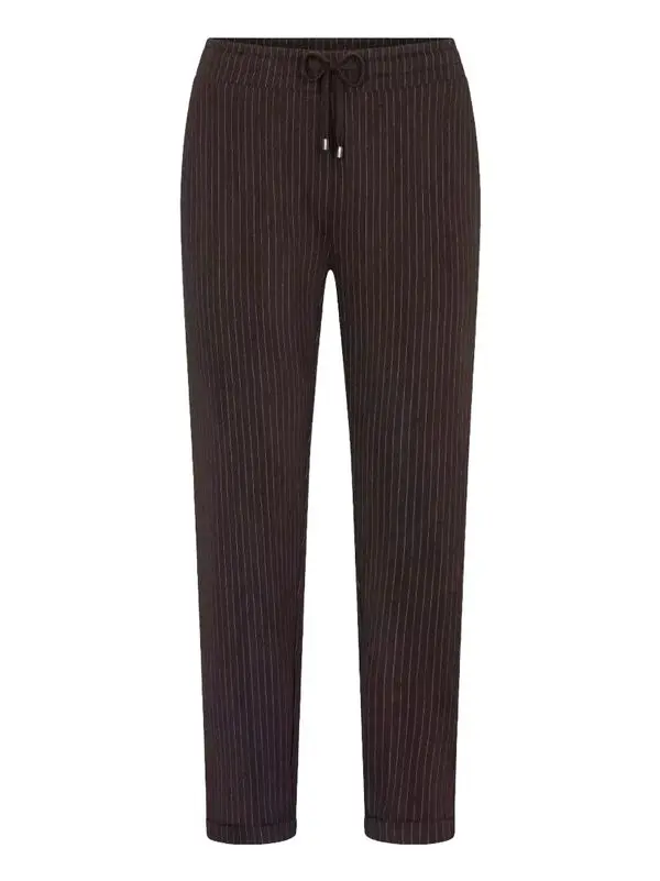 JUVIA Striped Track Pants With Drawstring - Brown