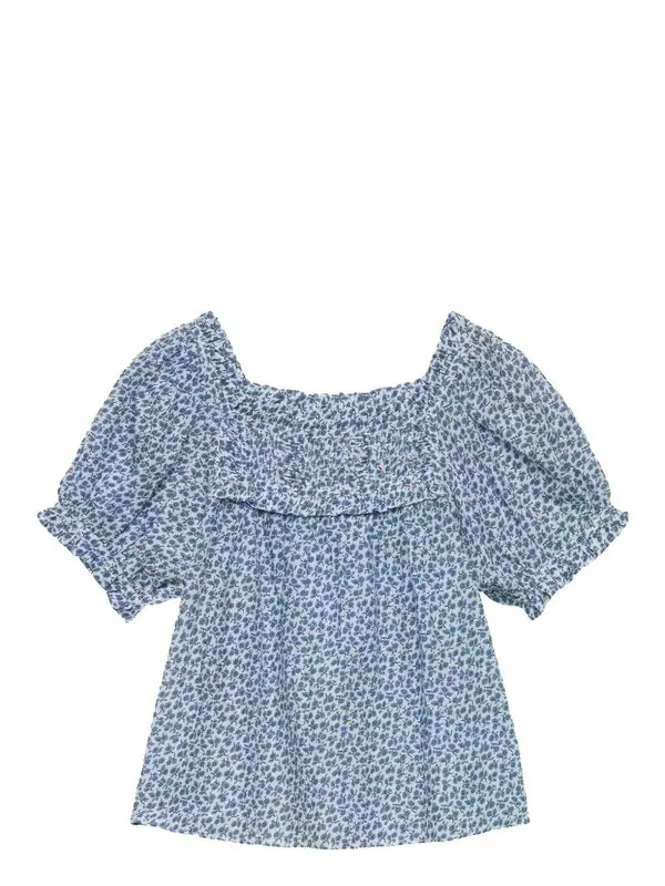 DÔEN Frances Floral-print Smocked Blouse - Blue