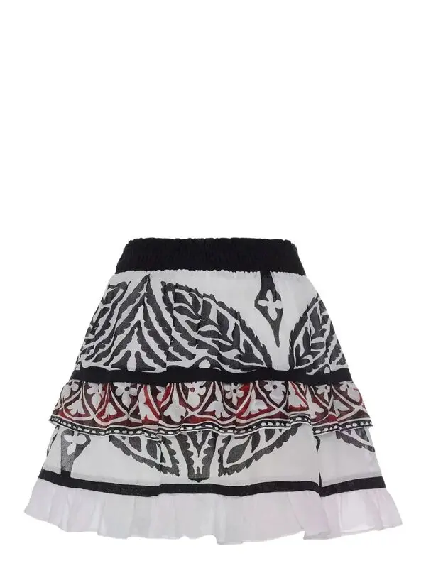 Devotion Patterned Ruffle Skirt - White