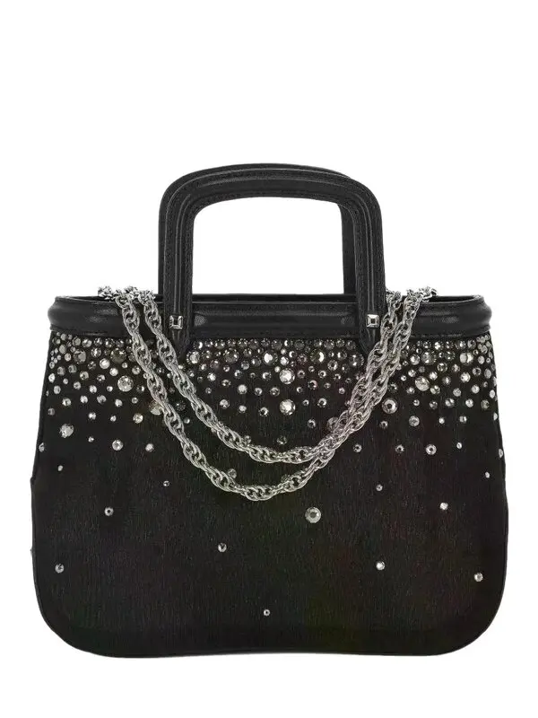 Rodo Crystal-embellished Tote Bag With Chain Detail - Black