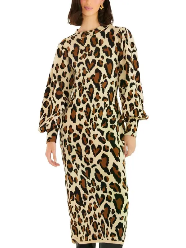 Farm Rio Leopard-print Midi Dress - Neutrals