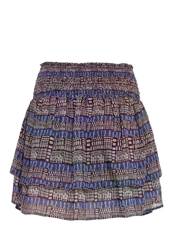 Devotion Patterned Ruffled Skirt - Blue