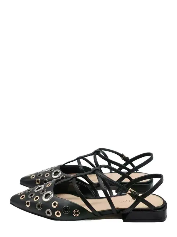 TOSCA BLU Eyelet Strappy Flat Pumps - Black