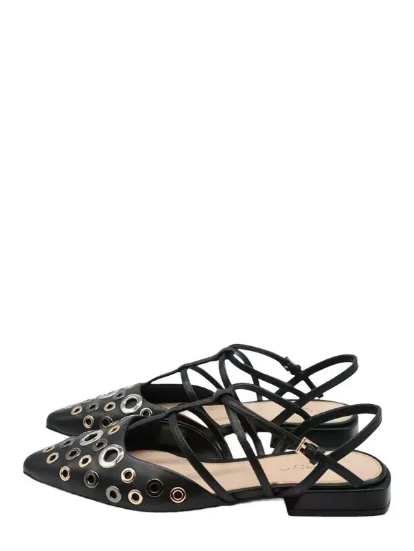 TOSCA BLU Eyelet Strappy Flat Pumps - Black