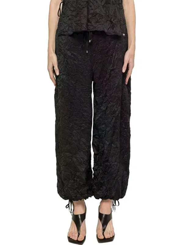 NISSA Crinkle-effect Trousers - Black