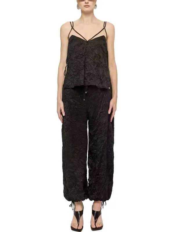 NISSA Crinkle-effect Trousers - Black
