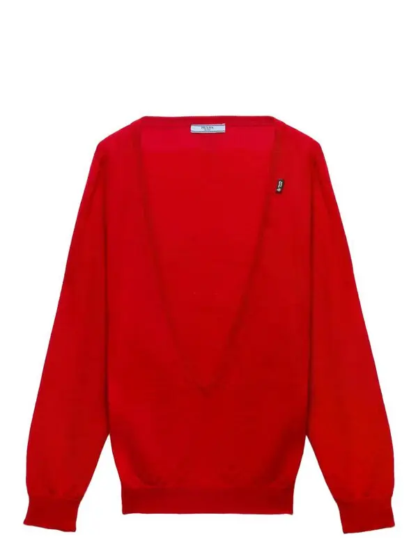 Prada Cashmere V-neck Sweater - Red