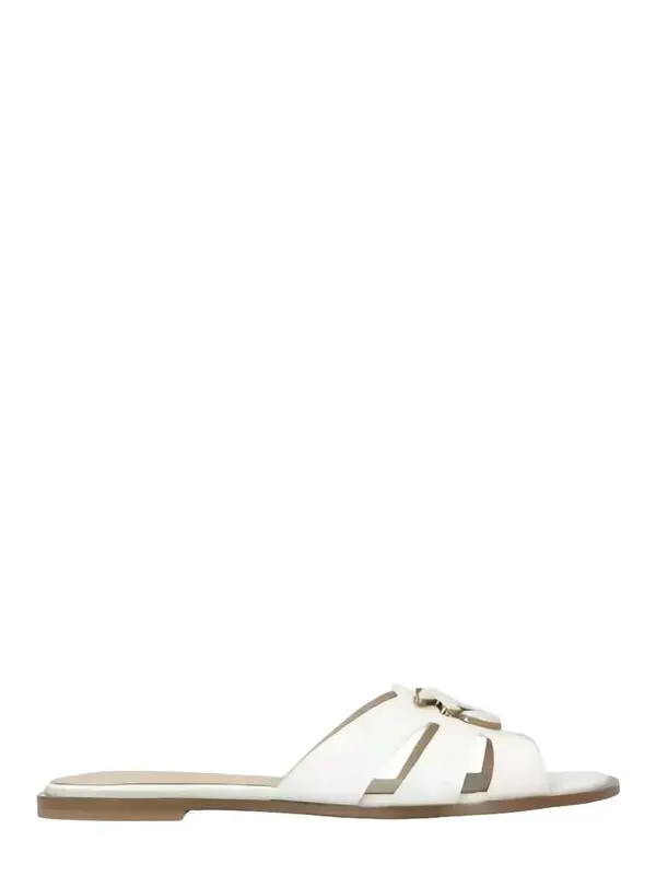 Pinko Leather Flat Sandals - White